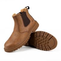 China Waterproof Woodland Chelsea Fashionable Rubber Leather Shoes Men Steel Toe for sale