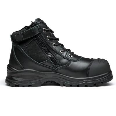 China Black Corrected Top Layer Corrected Leather SBP Standard Steel Toe Safety Boots for sale