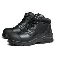 China Black Corrected Top Layer Corrected Leather SBP Standard Steel Toe Safety Boots for sale