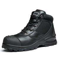 China Black Corrected Top Layer Corrected Leather SBP Standard Steel Toe Safety Boots for sale