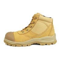 China Nubuck Leather Zip Side Lace Up Anti Slip TPU Outsole Steel Toe Hiking Boots for sale