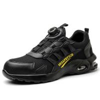 China Industrial Black Safety Shoes With Air-cushioned Sole And Microfiber Leather Mesh for sale