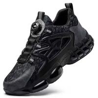 China Black Microfiber Safety Industrial Button Men's Work Shoes for sale