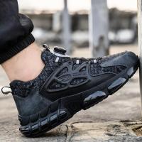 China Black Microfiber Safety Industrial Button Men's Work Shoes for sale