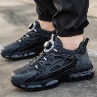 China Black Microfiber Safety Industrial Button Men's Work Shoes for sale