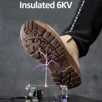China Rubber Insulated 6kv Suede  Men's Safety Boots With Kevlarr Anti-stab Midsole Work Boots for sale