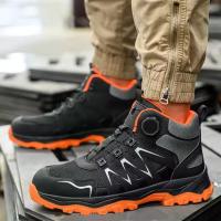 China Orange Microfiber Men's Safety Boots Steel Toe Kevlar Midsole Anti-smashing Work Boots for sale