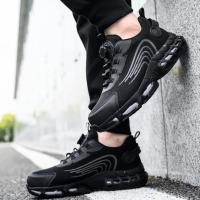 China Air-cushioned Sole Black Microfiber Safety Shoes For Industrial Safety for sale