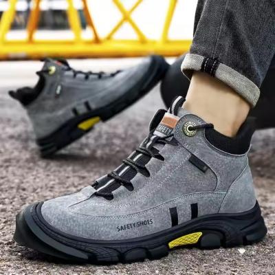 China Gray Suede Safety Boots With Kevlar Midsole And Slip-Resistant Rubber Sole for sale