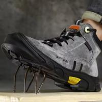 China Gray Suede Safety Boots With Kevlar Midsole And Slip-Resistant Rubber Sole for sale