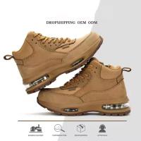 China Air-cushion Sole Safety Work Boots In Khaki Oxford Fabric For Maximum Protection for sale