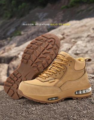 China Air-cushion Sole Safety Work Boots In Khaki Oxford Fabric For Maximum Protection for sale