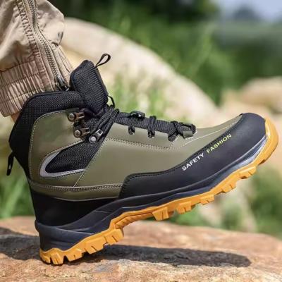 China Black Green Non Slip Safety Boots Microfiber Leather Security Work Shoes for sale