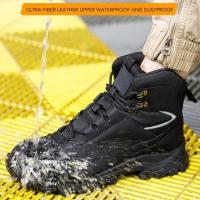 China Black Green Non Slip Safety Boots Microfiber Leather Security Work Shoes for sale