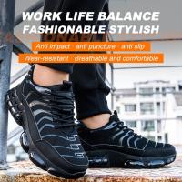 China Flyknit Kevlar Air-cushioned Sole Safety Shoes For Industrial Workers In Orange Red Black for sale