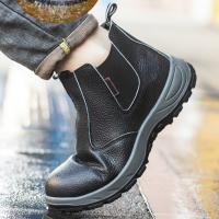China Beef Tendon Sole Work Boots With Microfiber Leather And Steel Toe for sale