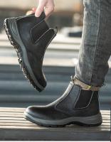 China Beef Tendon Sole Work Boots With Microfiber Leather And Steel Toe for sale