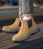 China Beef Tendon Sole Work Boots With Microfiber Leather And Steel Toe for sale