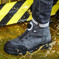 China Kevlar Midsole Safety Boots For Security Work In Black Microfiber for sale
