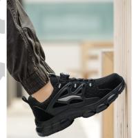 China BOA Button Black Microfiber Safety Shoes For Industrial Work In Rubber Material for sale