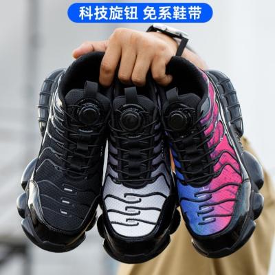 China Microfiber Flying Knit Unisex Safety Shoes With TPU Sole And Swivel Button Kevlar Midsole for sale