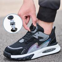China Unisex Safety Shoes with Air Cushion Sole and Kevlar Midsole Flying Knit Industrial Work Shoes for sale