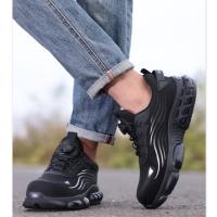 China Industrial Safety Shoes Black Flying Knit Work Shoes BOA Button Safety Shoes TPU Work Shoes Midsole Kevlar for sale