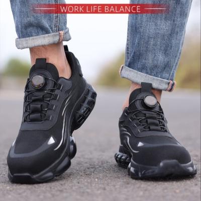 China Industrial Safety Shoes Black Flying Knit Work Shoes BOA Button Safety Shoes TPU Work Shoes Midsole Kevlar for sale
