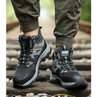 China Microfiber Pigskin Flying Knit Safety Work Boots Kevlar Midsole Rubber Sole Work Shoes for sale