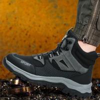 China Microfiber Pigskin Flying Knit Safety Work Boots Kevlar Midsole Rubber Sole Work Shoes for sale