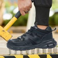 China Industrial Safety Flying Knit And Microfiber Work Shoes With Steel Toe For Unisex Workers for sale