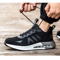 China Industrial Safety Shoes With Air Cushion Sole And Black Flying Knit Design for sale