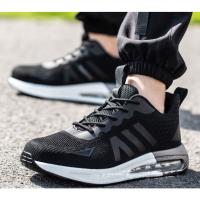 China Industrial Safety Shoes With Air Cushion Sole And Black Flying Knit Design for sale