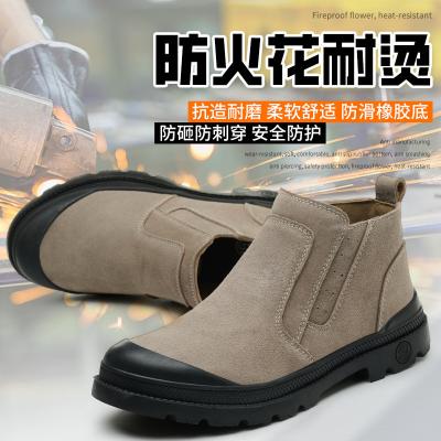 China Midsole Kevlar Unisex Suede Safety Boots in Khaki for Anti-proof Work for sale