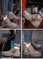 China Anti-proof Unisex Suede Work Shoes in Gray Khaki for Industrial Safety for sale