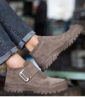 China Anti-proof Unisex Suede Work Shoes in Gray Khaki for Industrial Safety for sale