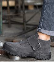 China Anti-proof Unisex Suede Work Shoes in Gray Khaki for Industrial Safety for sale