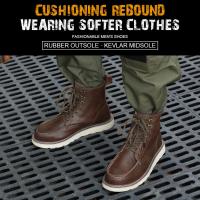 China Kevlar Midsole Rubber Work Shoes In Brown Cowhide For Superior Safety Features for sale