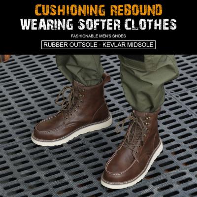 China Kevlar Midsole Rubber Work Shoes In Brown Cowhide For Superior Safety Features for sale