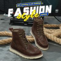 China Kevlar Midsole Rubber Work Shoes In Brown Cowhide For Superior Safety Features for sale