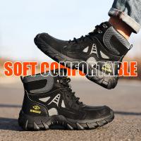 China Microfiber Leather Flying Knit Safety Boots Kevlar Midsole Steel Toe Safety Shoes Rubber Work Shoes for sale