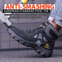 China Microfiber Leather Flying Knit Safety Boots Kevlar Midsole Steel Toe Safety Shoes Rubber Work Shoes for sale