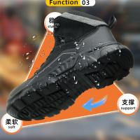 China Microfiber Leather Safety Boots Black Safety Shoes Rubber Non-slip Work Shoes Security Work Boots for sale