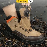 China Microfiber Leather Safety Boots Black Safety Shoes Rubber Non-slip Work Shoes Security Work Boots for sale