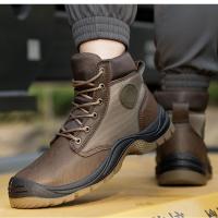 China PU Injection Men's Work Boots With Kevlar Midsole And Microfiber Leather Design for sale