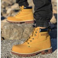 China Yellow Microfiber Leather Safety Boots Beef Tendon Sole Work Shoes For Men for sale