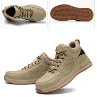 China Microfiber Men'S Security Officer Work Boots Plastic Toe Kevlar Mid Sole Anti Smashing Rubber Work Boots for sale