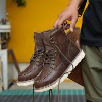 China Brown Cowhide Rubber Sole Security Safety Boots Steel Toe Anti Smashing Kevlar Anti Proof Work for sale