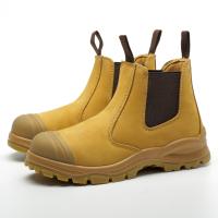 China Wheat Genuine Leather Cowhide Steel Toe Security Boots ODM for sale