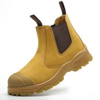 China Wheat Genuine Leather Cowhide Steel Toe Security Boots ODM for sale